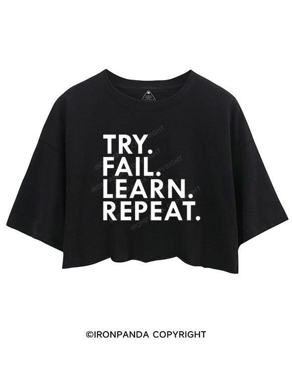 IronPandafit TRY FAIL LEARN REPEAT CROP TOPS For Sale