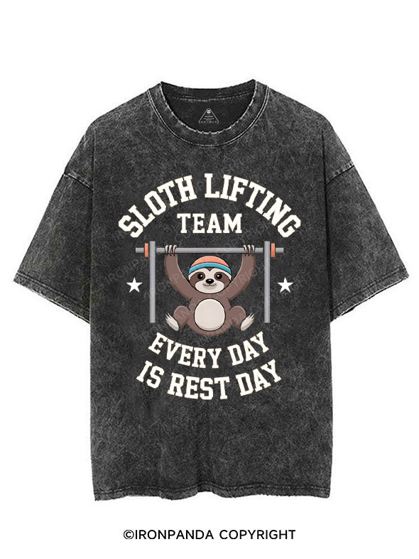 SLOTH LIFTING TEAM EVERYDAY IS REST DAY VINTAGE GYM SHIRT