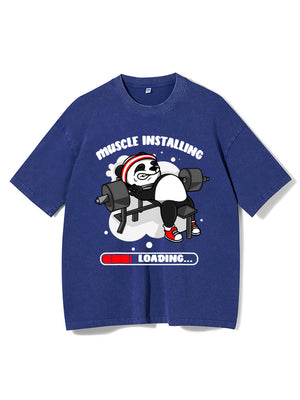 IronPandafit Panda Installing Muscles Loading Washed Gym Shirt For Sale