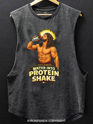 WATER INTO PROTEIN SHAKE Scoop Bottom Cotton Tank