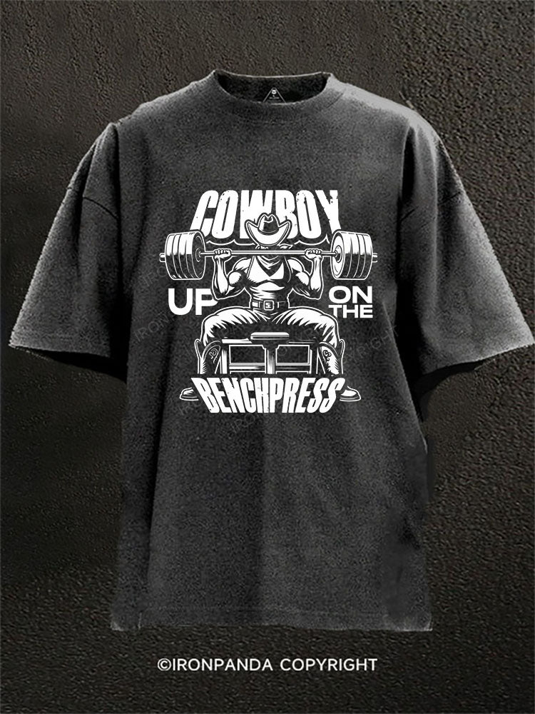 IronPandafit Cowboy Up on the Bench Press Washed Gym Shirt For Sale