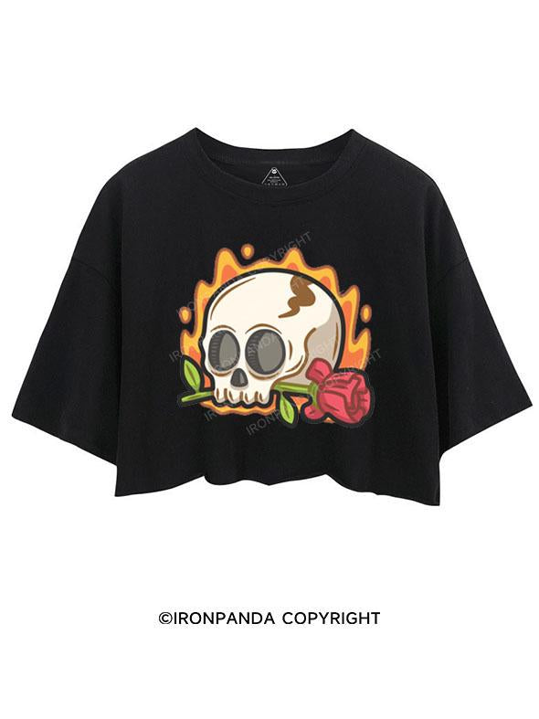IronPandafit SKELETON FLOWER FIRE CROP TOPS For Sale
