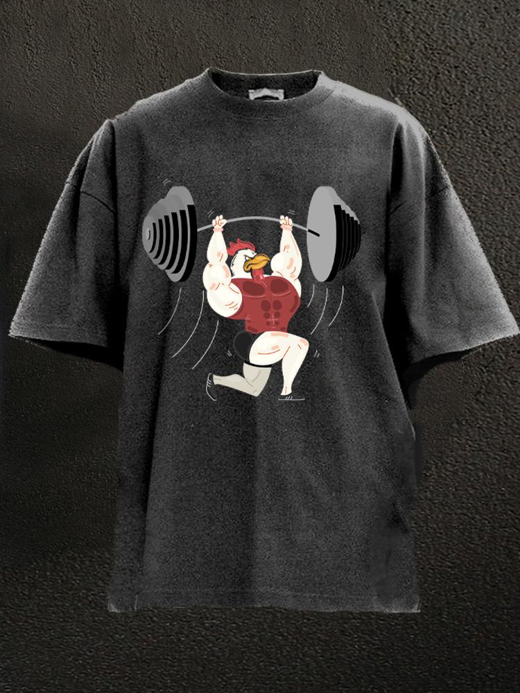 IronPandafit weightlifting rooster Thanksgiving Washed Gym Shirt For Sale