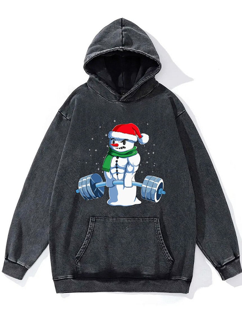 weightlifting snowman Washed Gym Hoodie