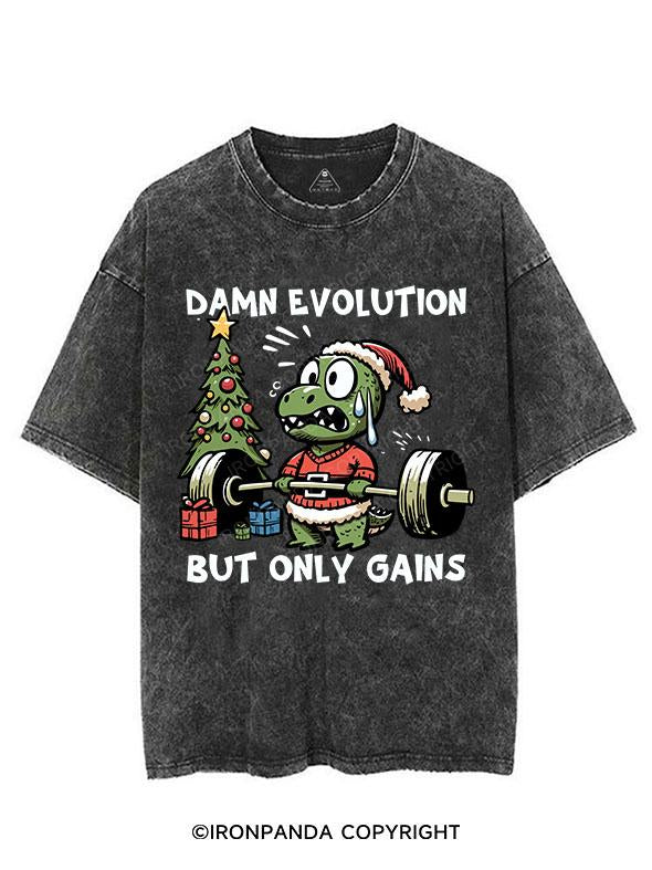 IronPandafit DAMN EVOLUTION BUT ONLY GAINS VINTAGE GYM SHIRT For Sale