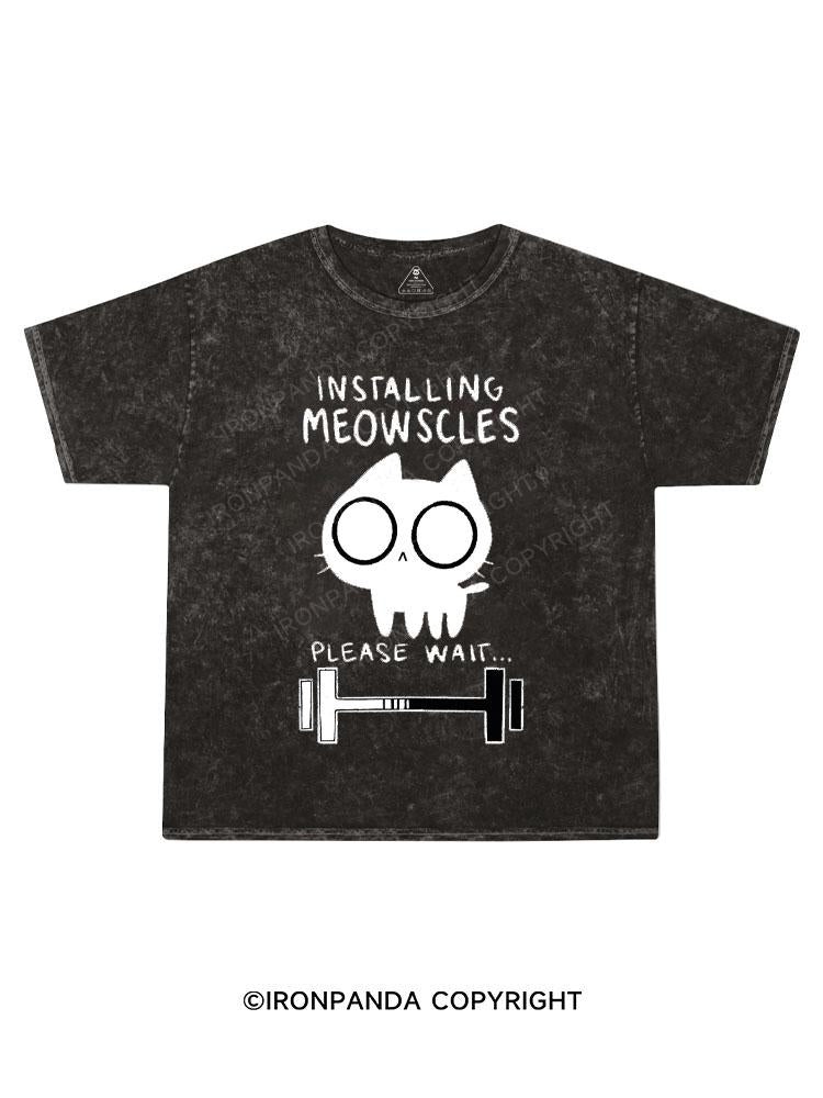 IronPandafit Meowscles Kids Washed T-Shirt For Sale