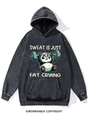 IronPandafit sweat is just fat Weightlifting Panda Washed Gym Hoodie ...