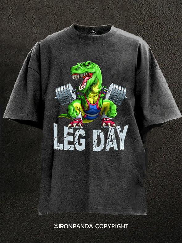 IronPandafit T-Rex LEG DAY Washed Gym Shirt For Sale