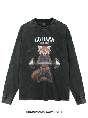 IronPandafit Red Panda Weightlifting WASHED LONG SLEEVE SHIRT For Sale