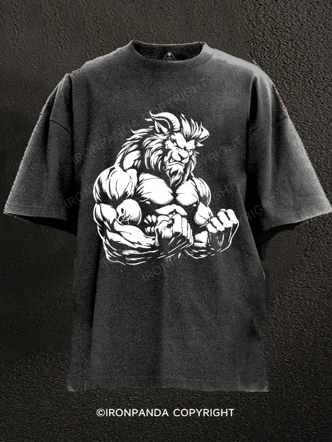 IronPandafit Muscle Lion Washed Gym Shirt For Sale