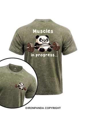 IronPandafit muscles in progress panda printed Washed Gym Shirt For Sale