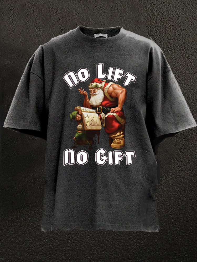 IronPandafit no lift no gift Santa Claus Washed Gym Shirt For Sale