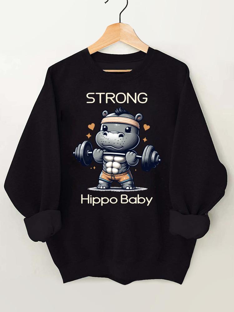 IronPandafit Strong Hippo Baby Gym Sweatshirt For Sale
