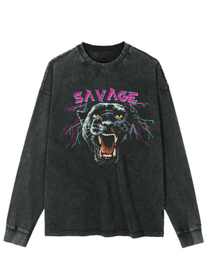 IronPandafit SAVAGE PANTHER WASHED LONG SLEEVE SHIRT For Sale