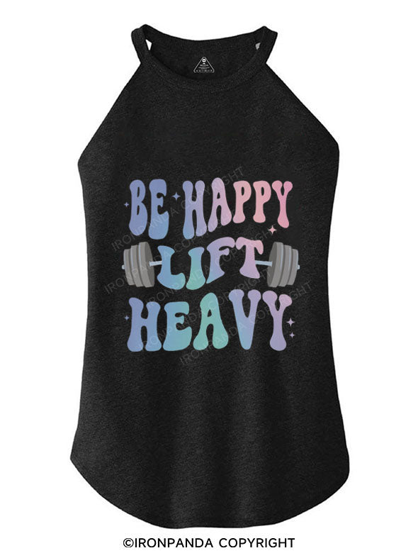 IronPandafit BE HAPPY LIFT HEAVY TRI ROCKER COTTON TANK For Sale