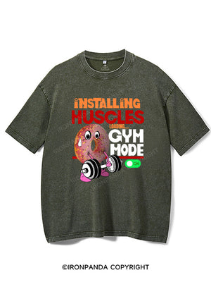 IronPandafit Installing Muscles Loading Washed Gym Shirt For Sale