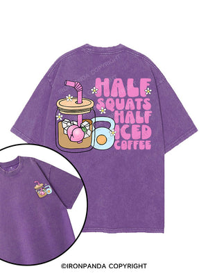 IronPandafit Half Squats，Half Iced Coffee printed Gym Shirt For Sale